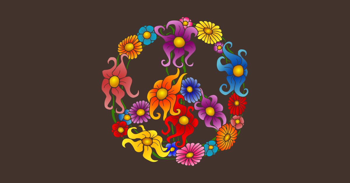 Flower Power Sign - Peace Symbol - T-Shirt | TeePublic