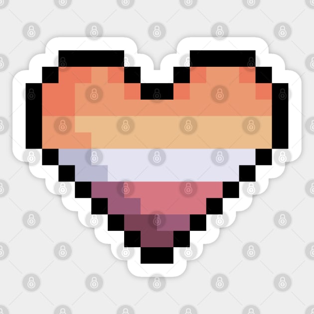 Pixel Lesbian Flag Heart - Lgbt - Sticker | TeePublic