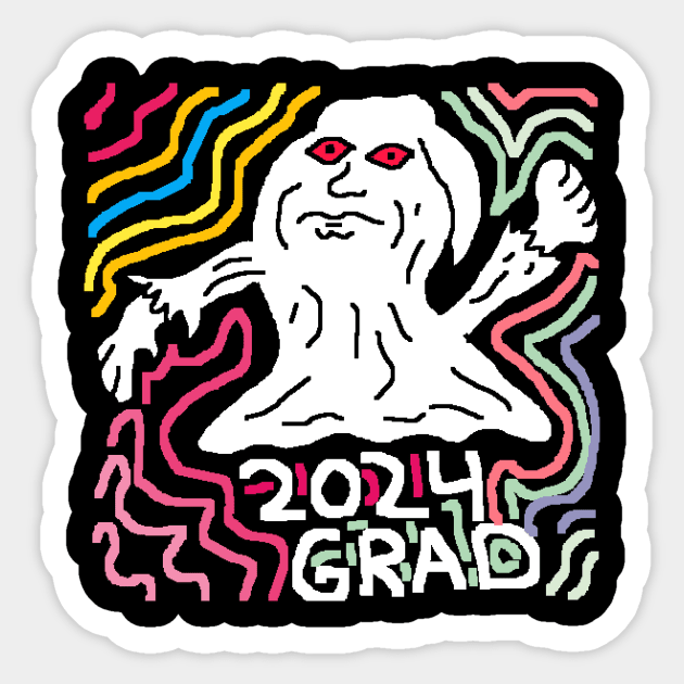pixel art 2024 grad ghost - Pixel Art - Sticker | TeePublic