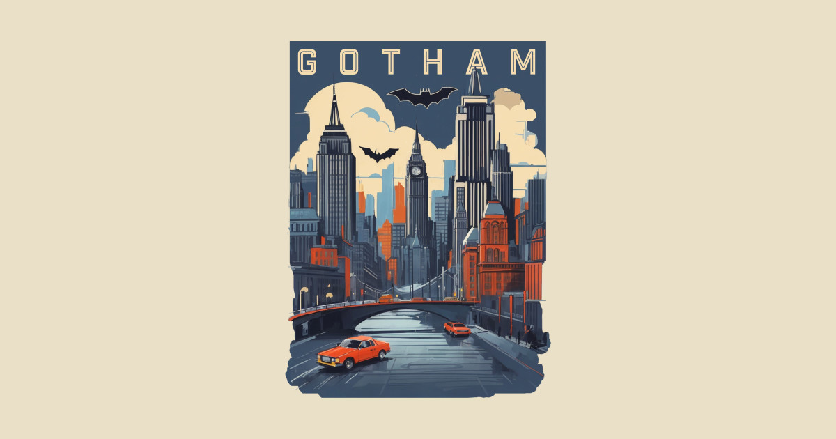 Retro Design Gotham - Gotham - T-Shirt | TeePublic