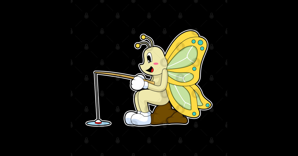 Butterfly Fisher Fishing rod - Caterpillars - Sticker | TeePublic