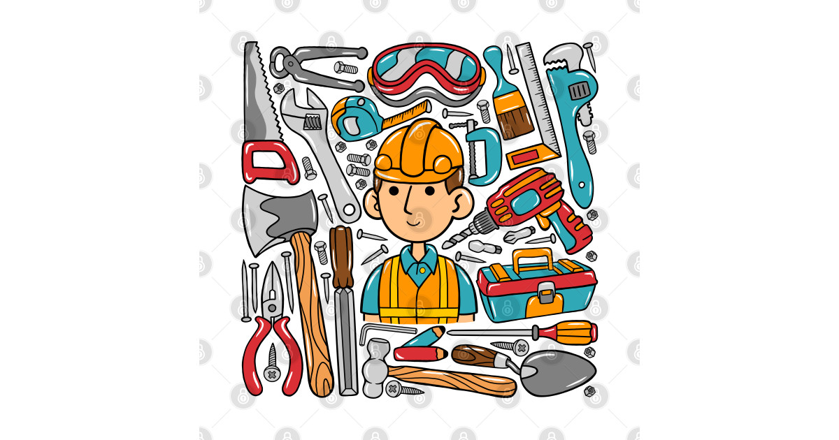 Man Builder Kawaii Doodle - Man Builder - T-Shirt | TeePublic