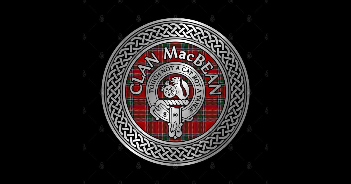 Clan Macbean Crest And Tartan Knot Macbean Sticker Teepublic