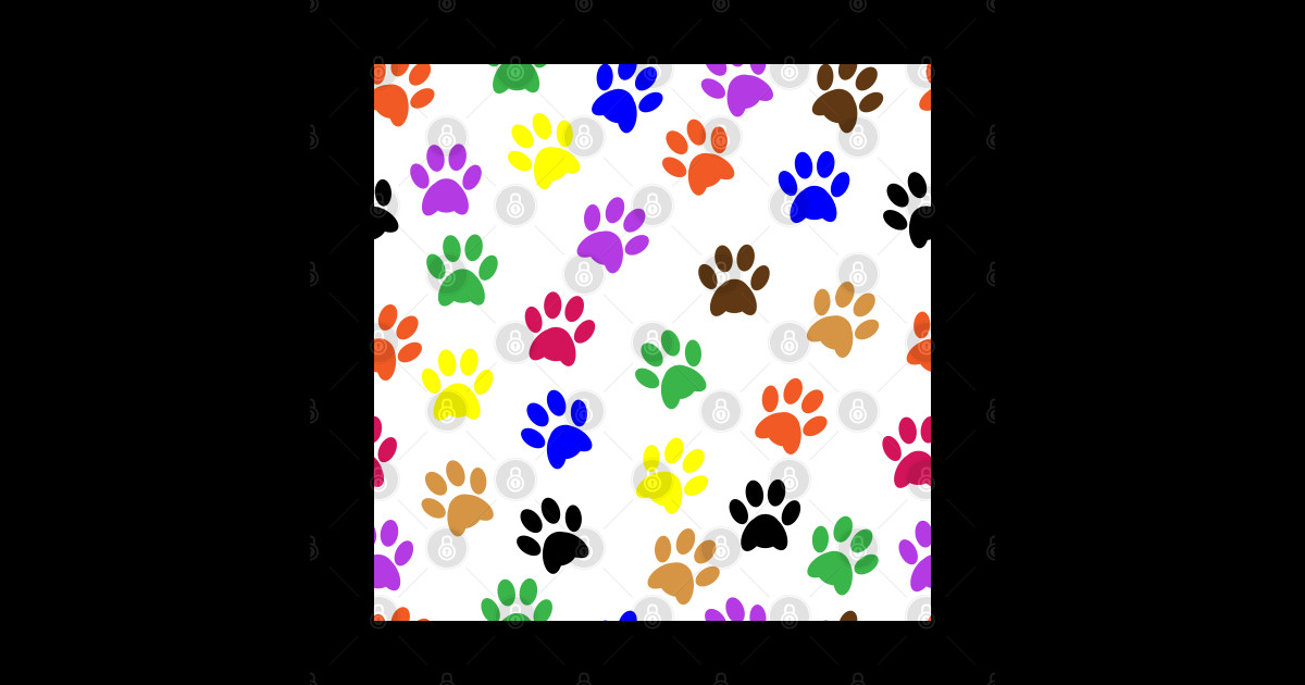 Multi-Colored Paw prints - Paw Prints Pattern - Sticker | TeePublic