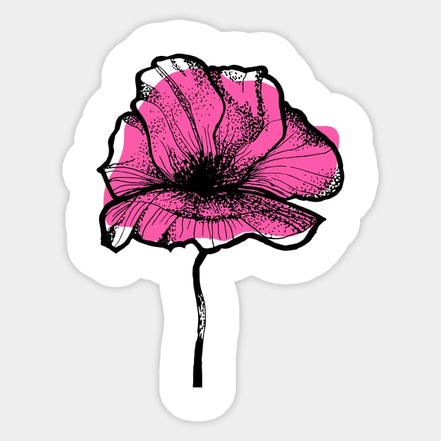 Pink poppy - Poppy - Sticker | TeePublic