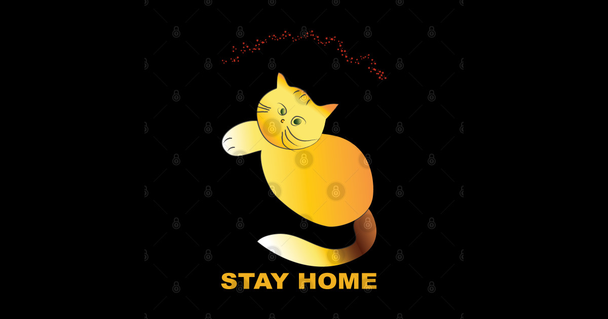 Stay home cute cat. - Stay Home Stay Safe - Sticker | TeePublic
