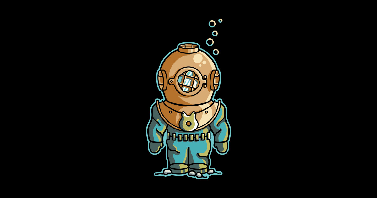 Cute Deep Sea Diver - Diver - Posters and Art Prints | TeePublic