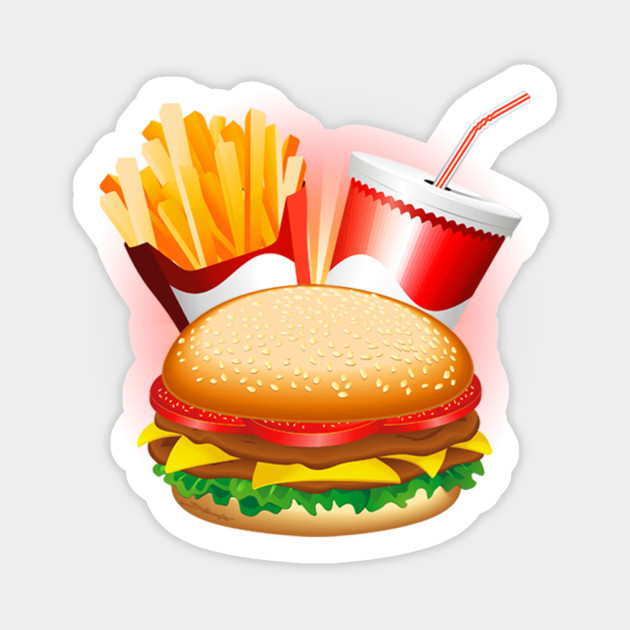 Fast Food Hamburger Fries and Drink - Fast Food - Sticker | TeePublic