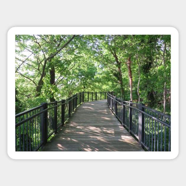 Walkway through the woods - Walkway - Sticker | TeePublic