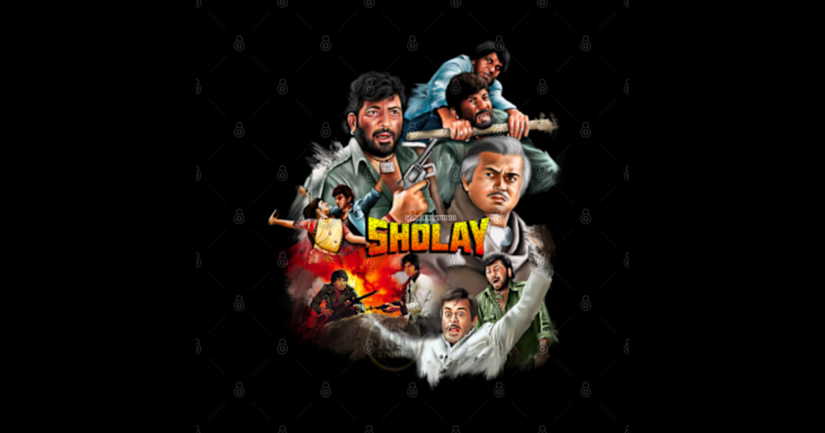Sholay Artwork - Sholay - Sticker | TeePublic