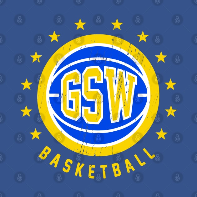 GSW Vintage Distressed Basketball - Golden State Warriors - T-Shirt ...