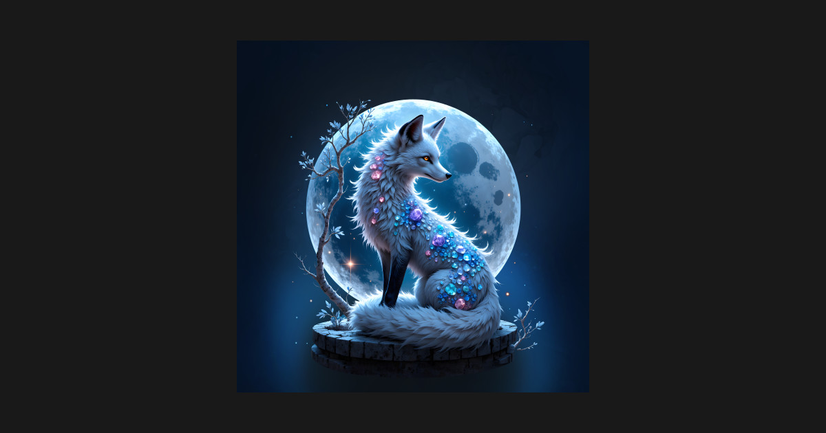 Moonlit Crystal Fox – Guardian of Silent Dreams - Fox Art - T-Shirt ...