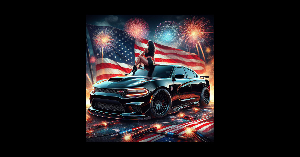 Dodge Charger Hellcat and The American Flag by Gas Autos - Dodge ...