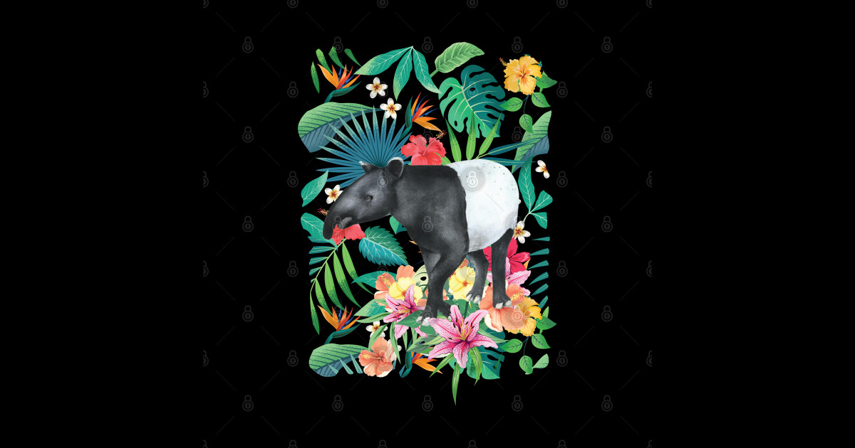 Tropical Rainforest Malayan Tapir - Tapir - Sticker | TeePublic