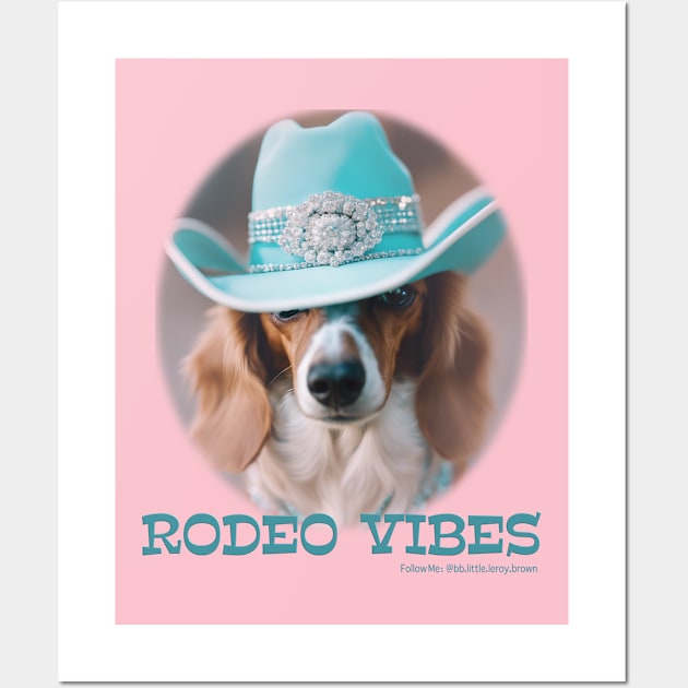 RODEO VIBES -Dachshund Wearing Turquoise Cowboy Hat & Bling - Dachshund ...