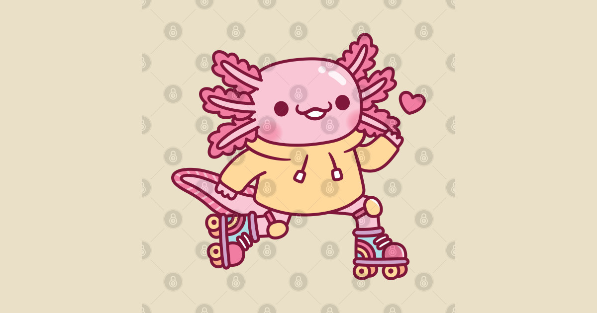 Cute Axolotl Loves Roller Skating - Cute Axolotl - T-Shirt | TeePublic