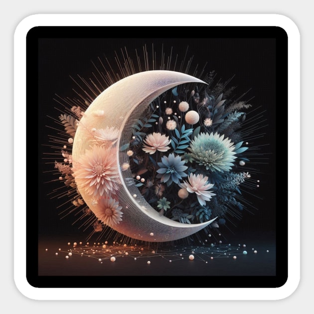 abstract 3D shape half sun half moon - Abstract Art - Sticker | TeePublic