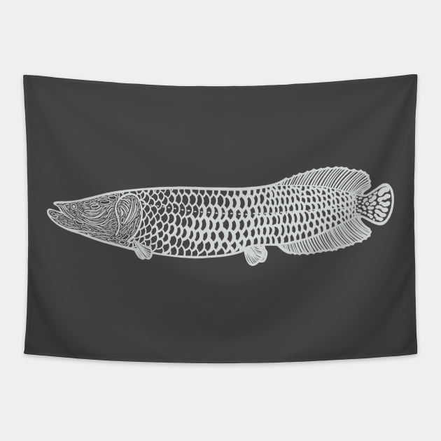 Arapaima - hand drawn detailed huge fish drawing - Arapaima - Tapestry ...