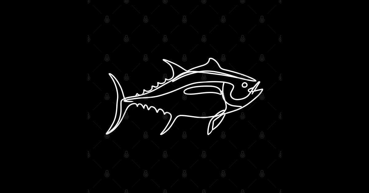Tuna Line Drawing - Tuna - Sticker | TeePublic