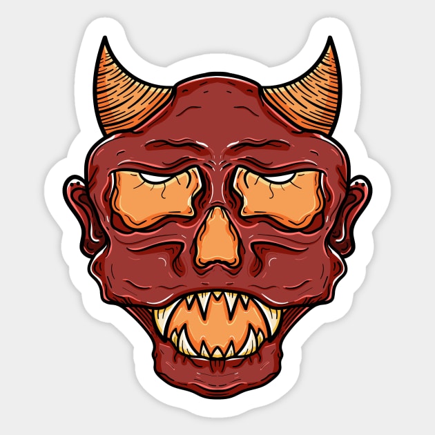 Red oni mask - Oni - Sticker | TeePublic