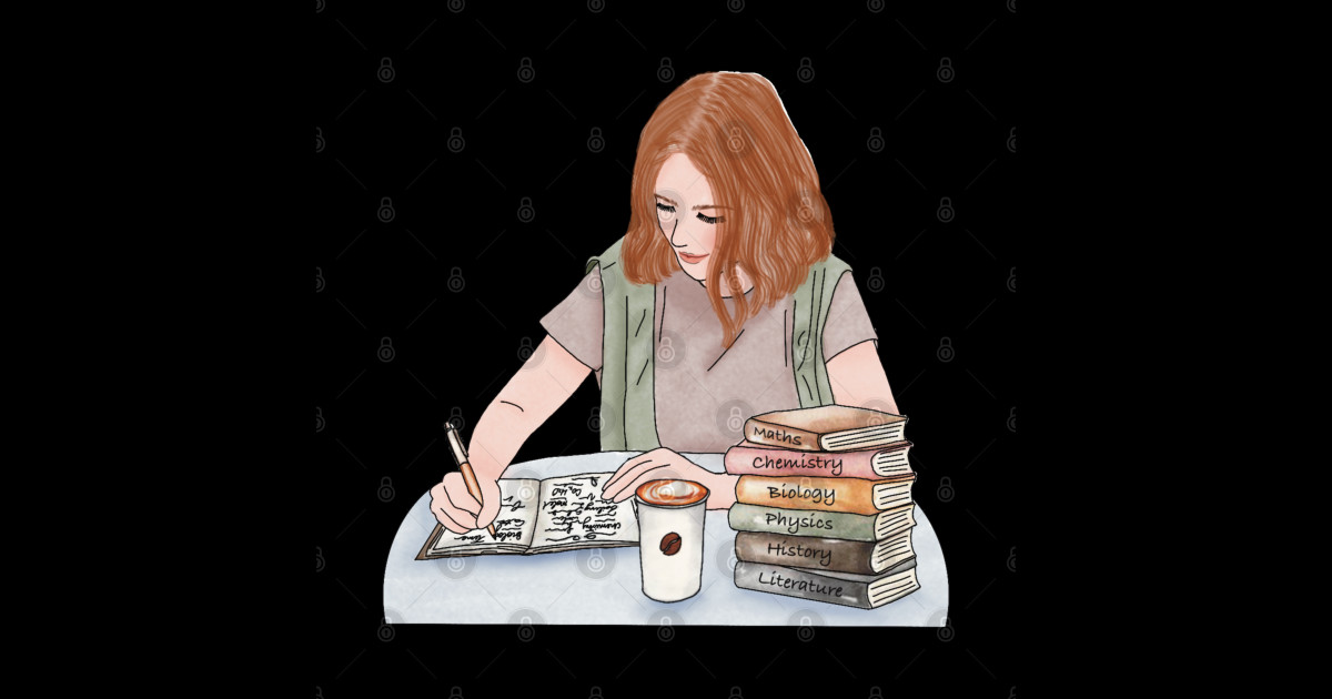 Writing girl (2) - Writing - Pin | TeePublic