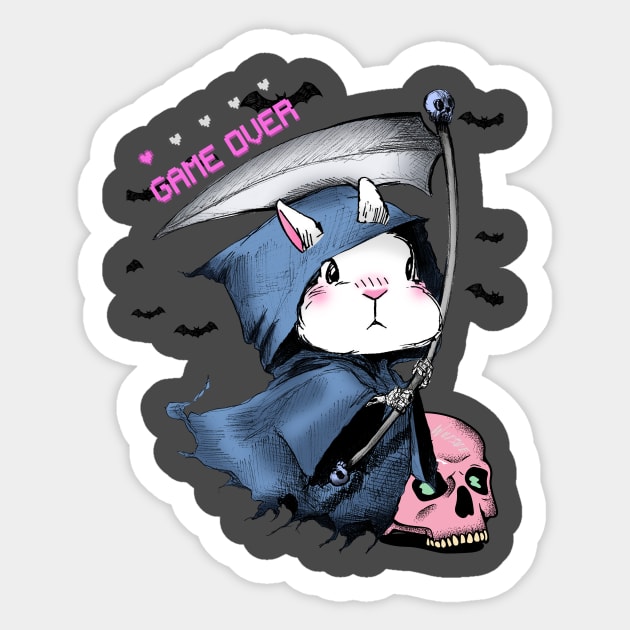 Game Over cute but creepy rabbit reaper - Kawaii - Sticker | TeePublic