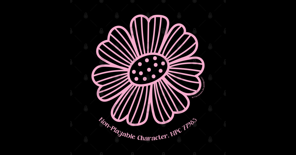 NPC - Non-Playable Character Pink Flower - Flower - Sticker | TeePublic