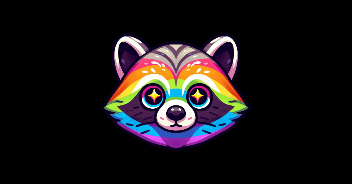 Rainbow Raccoon - Raccoon - Sticker | TeePublic