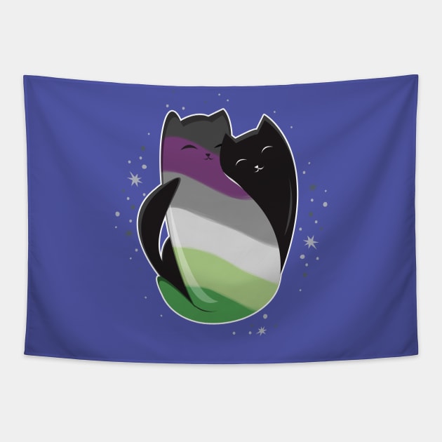 Aroace Cat LGBT Asexual Aromantic Pride Flag - Aroace - Tapestry ...