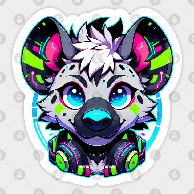 Cyberpunk Neon Furry Anthro Hyena - Furry - Sticker | TeePublic