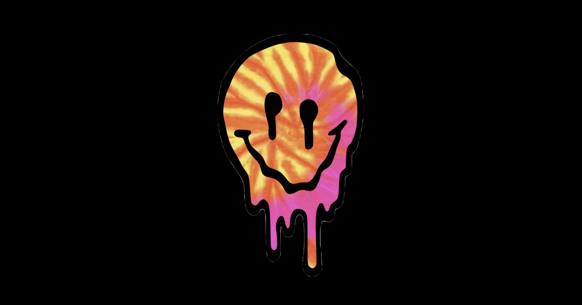 Pink and Orange Tie Dye Drippy Smiley Face - Vsco - Sticker | TeePublic