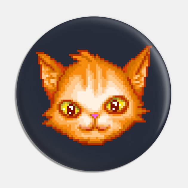 HappyCat Smiling Pixel Art - Cat - Pin | TeePublic