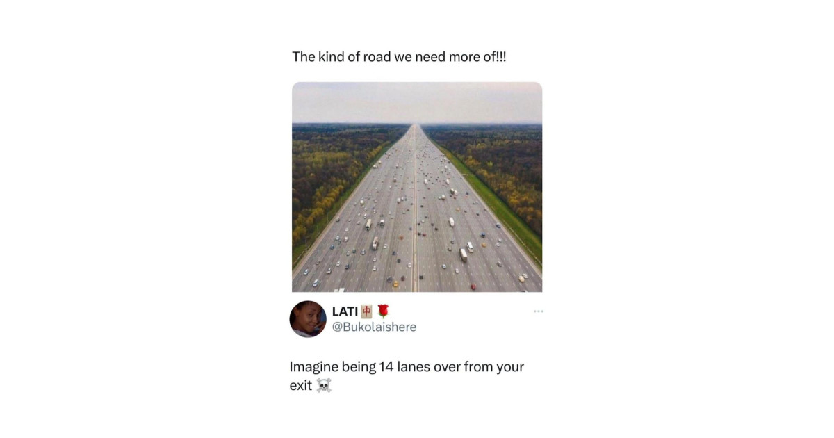 14 Lanes from Your Exit – Highway Chaos Meme - Meme - T-Shirt | TeePublic