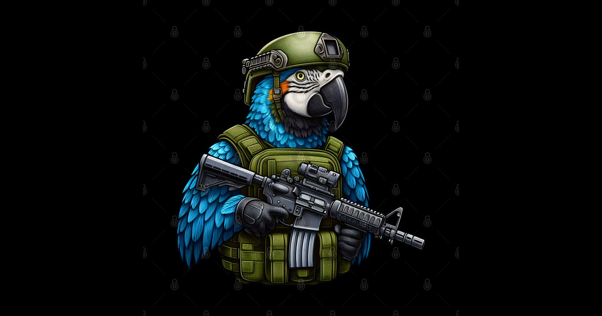 Tactical Parrot - Parrot - Sticker | TeePublic