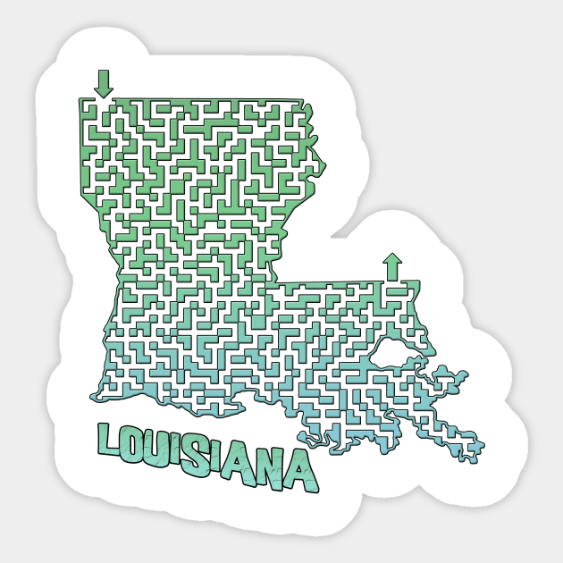 Louisiana State Outline Maze & Labyrinth - Louisiana - Sticker | TeePublic