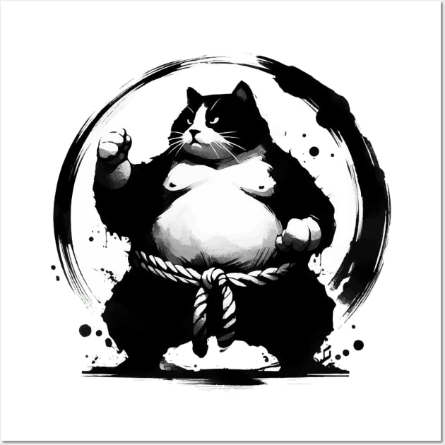 Sumo Cat Wrestler Sumie Enso Circle Japanese Brushstroke - Sumo Cat ...