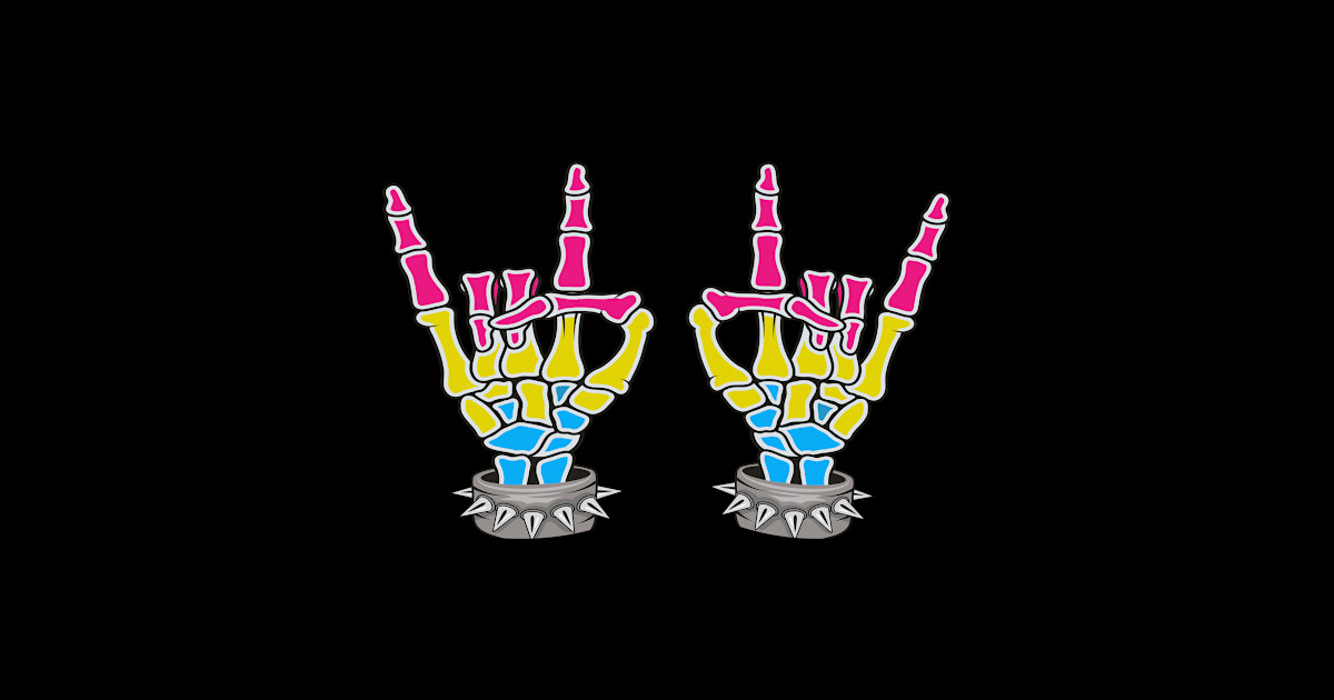 Skeleton Rock Hand LGBTQ Cool Pansexual Pride Color Flag - Lgbtq Cool ...