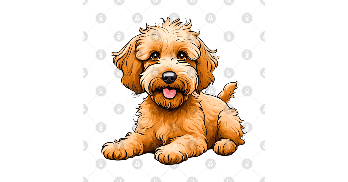 Charming Cartoon Labradoodle Puppy Design - Labradoodle - T-Shirt ...