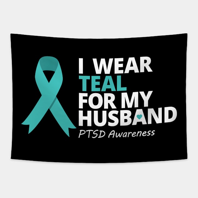 I Wear Teal For My Husband PTSD Teal Ribbon Warrior - Ptsd Awareness ...