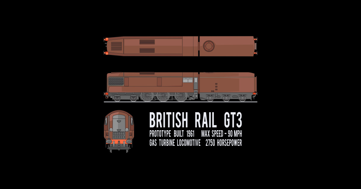 British Rail GT3 Prototype Gas Turbine Locomotive Train Diagram Gift ...