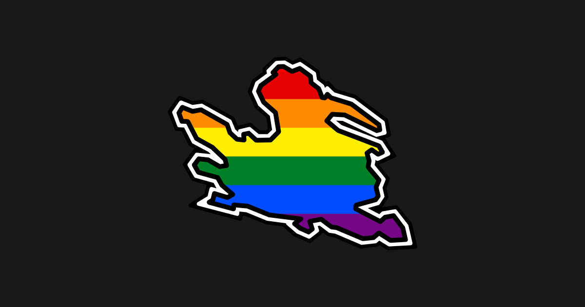 Mayne Island Silhouette - Traditional Pride Flag Rainbow Colours ...