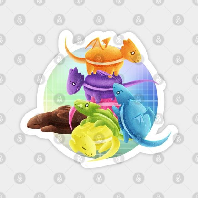 Kawaii Baby Macaron Dragons - With Background - Dragon - Magnet | TeePublic