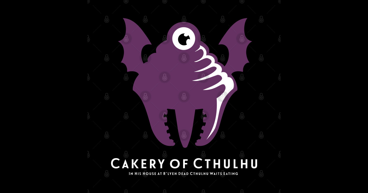 Cakery of Cthulhu - Purple on Black - Cupcake - Sticker | TeePublic