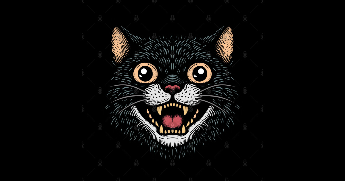 The Smiling Cat - Cat - Sticker | TeePublic