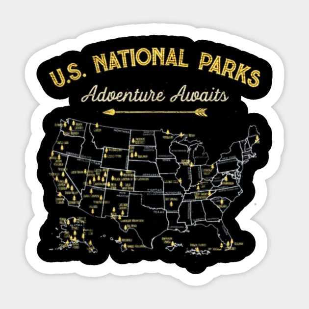 Us National Parks Maps - Map - Sticker | TeePublic