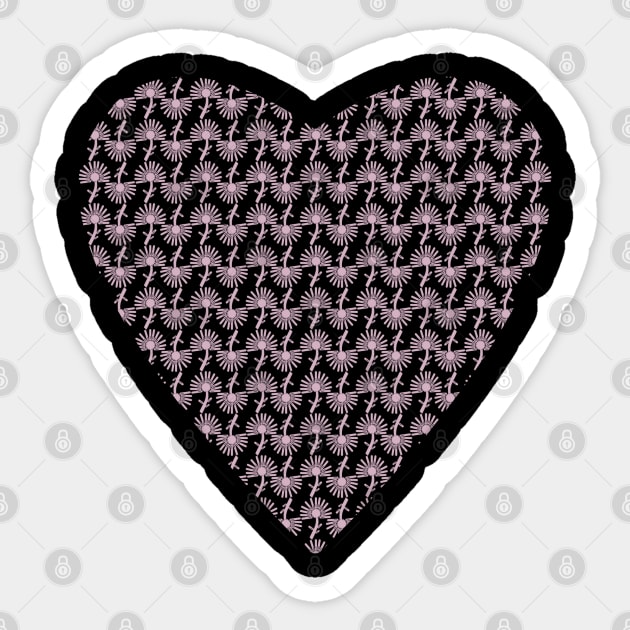Pink Floral Heart Pattern - Floral Heart - Sticker | TeePublic