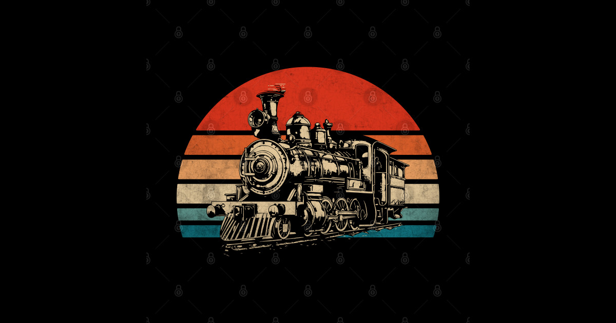 Retro Vintage Train Design - Classic Locomotive Art - Vintage Train ...