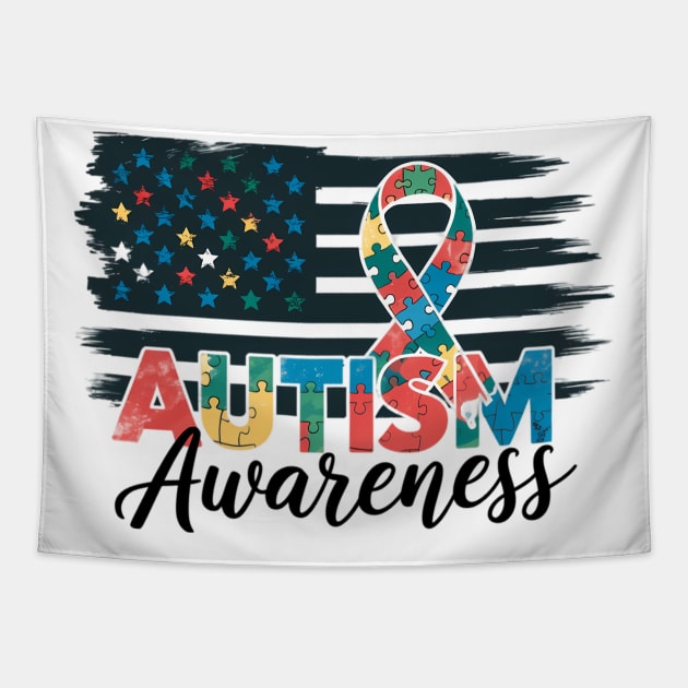 Autism Awareness Mom Dad USA flag Autistic Awareness Autism - Autism ...