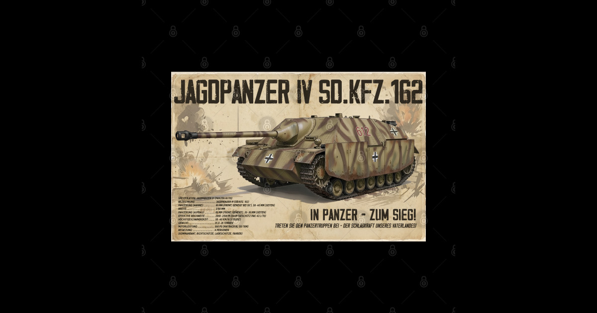 Jagdpanzer IV WWII German Tank Destroyer Vintage Museum Art ...
