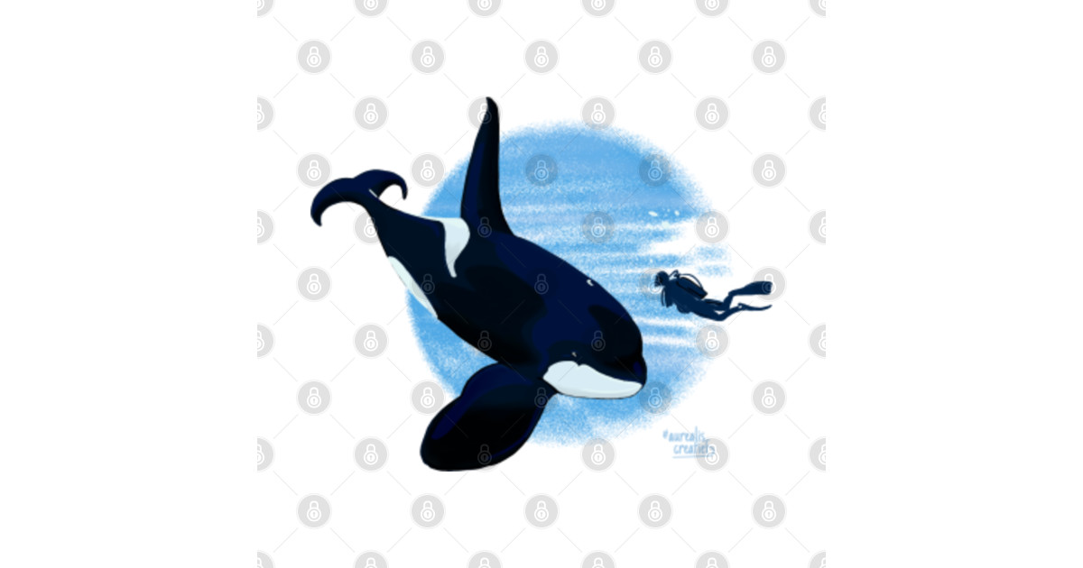 Brave Killer Whale and scuba diver - Killer Whale - T-Shirt | TeePublic